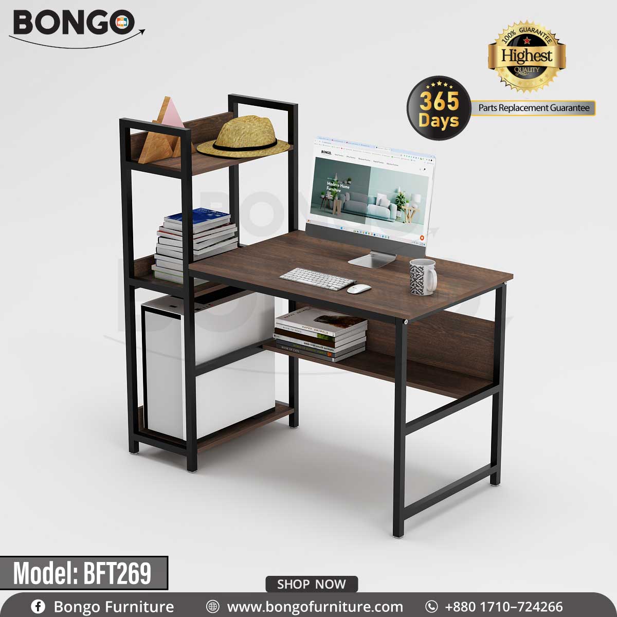 Grove Computer Desk - BFT269 | Bongo Furniture
