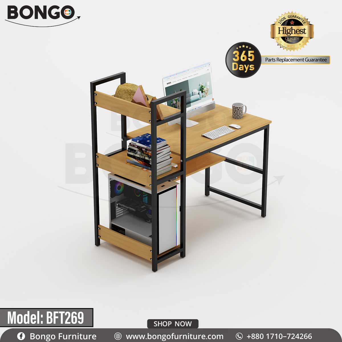 Grove Computer Desk - BFT269 | Bongo Furniture